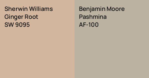 Sherwin Williams Ginger Root vs. Benjamin Moore Pashmina comparison