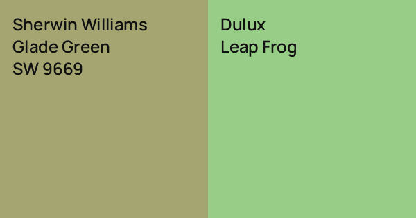 Sherwin Williams Glade Green vs. Dulux Leap Frog comparison