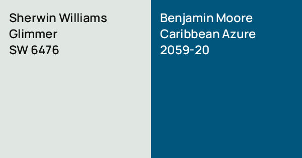 Sherwin Williams Glimmer vs. Benjamin Moore Caribbean Azure comparison