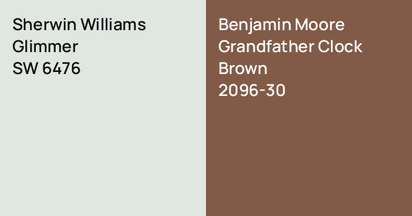 Sherwin Williams Glimmer vs. Benjamin Moore Grandfather Clock Brown ...