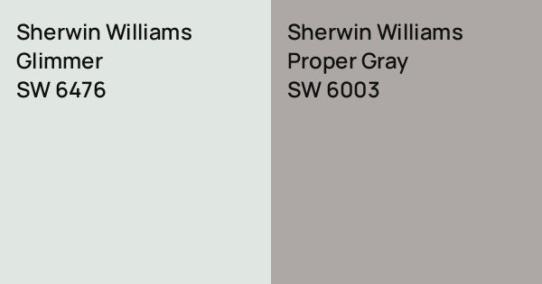 Sherwin Williams Glimmer vs. Sherwin Williams Proper Gray comparison