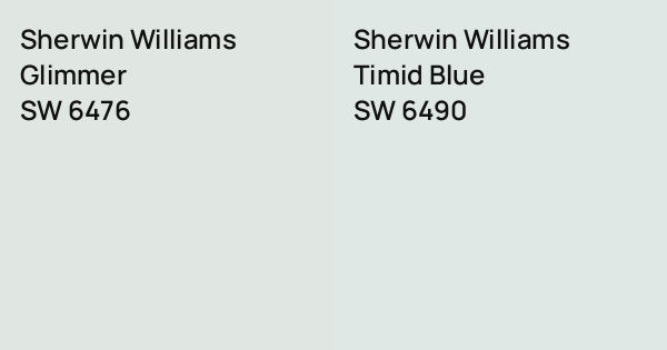Sherwin Williams Glimmer vs. Sherwin Williams Timid Blue comparison