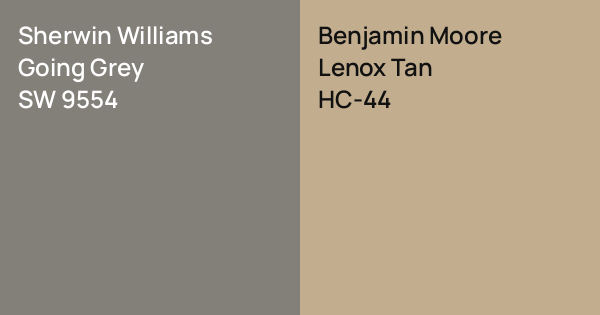 Sherwin Williams Going Grey vs. Benjamin Moore Lenox Tan comparison
