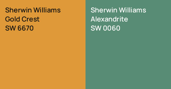 Sherwin Williams Gold Crest vs. Sherwin Williams Alexandrite comparison