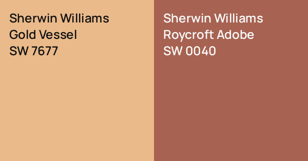 Sherwin Williams Gold Vessel vs. Sherwin Williams Roycroft Adobe comparison