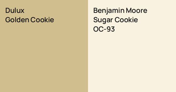 Dulux Golden Cookie vs. Benjamin Moore Sugar Cookie comparison