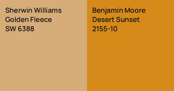 Sherwin Williams Golden Fleece vs. Benjamin Moore Desert Sunset comparison