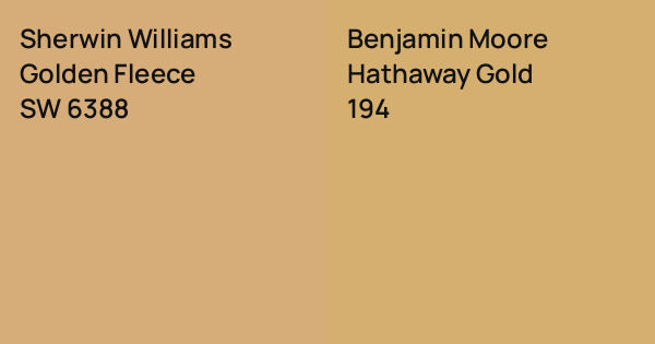 Sherwin Williams Golden Fleece vs. Benjamin Moore Hathaway Gold comparison