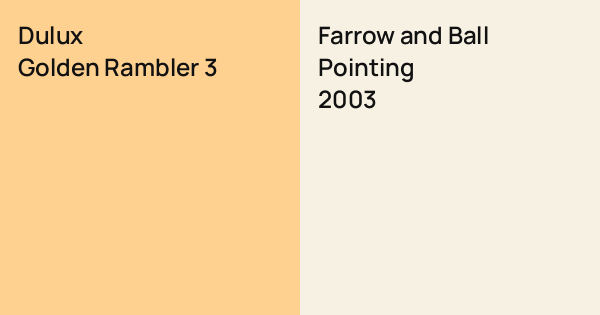 Dulux Golden Rambler 3 vs. Farrow and Ball Pointing comparison