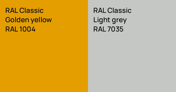 RAL Classic Golden yellow vs. RAL Classic Light grey comparison