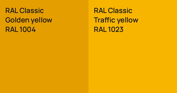 RAL Classic Golden yellow vs. RAL Classic Traffic yellow comparison