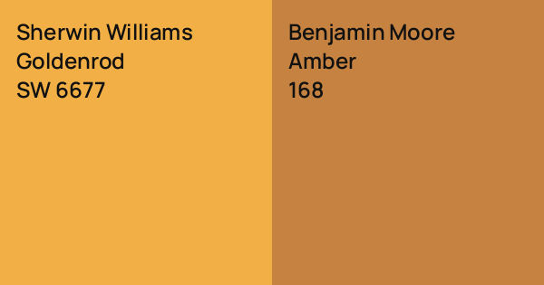 Sherwin Williams Goldenrod vs. Benjamin Moore Amber comparison