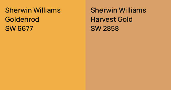 Sherwin Williams Goldenrod vs. Sherwin Williams Harvest Gold comparison