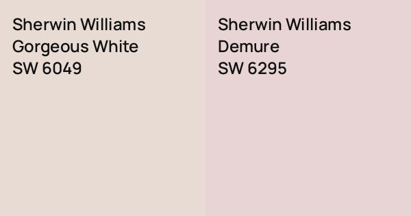 Sherwin Williams Gorgeous White vs. Sherwin Williams Demure comparison