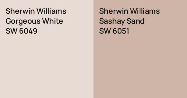 Sherwin Williams Gorgeous White vs. Sherwin Williams Sashay Sand comparison