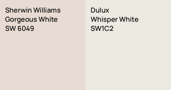 Sherwin Williams Gorgeous White vs. Dulux Whisper White comparison