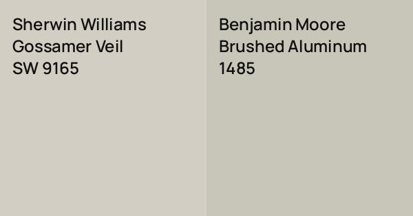 Sherwin Williams Gossamer Veil vs. Benjamin Moore Brushed Aluminum comparison