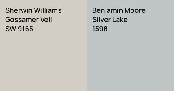 Sherwin Williams Gossamer Veil vs. Benjamin Moore Silver Lake comparison