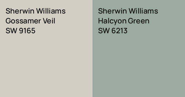 Sherwin Williams Gossamer Veil vs. Sherwin Williams Halcyon Green ...