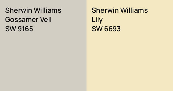 Sherwin Williams Gossamer Veil vs. Sherwin Williams Lily comparison