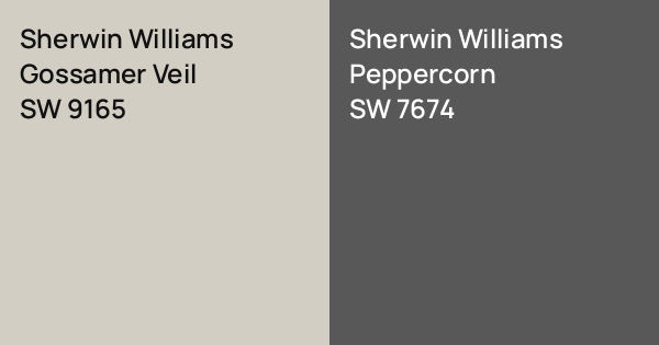 Sherwin Williams Gossamer Veil vs. Sherwin Williams Peppercorn comparison