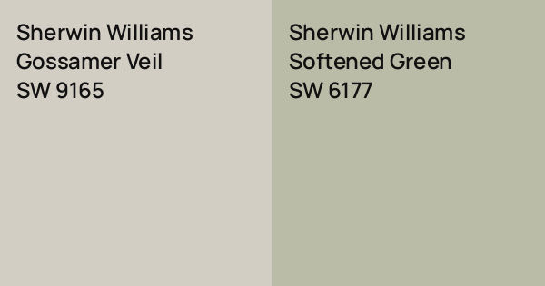 Sherwin Williams Gossamer Veil vs. Sherwin Williams Softened Green ...