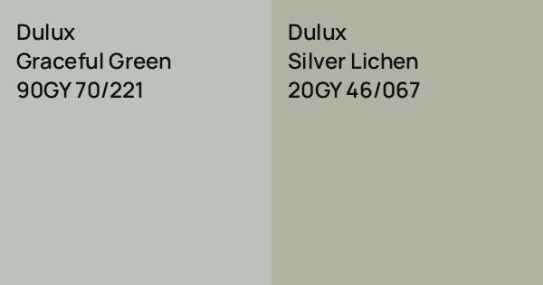 Dulux Graceful Green vs. Dulux Silver Lichen comparison