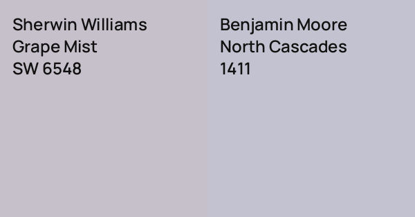 Sherwin Williams Grape Mist vs. Benjamin Moore North Cascades comparison
