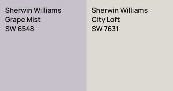 Sherwin Williams Grape Mist vs. Sherwin Williams City Loft comparison