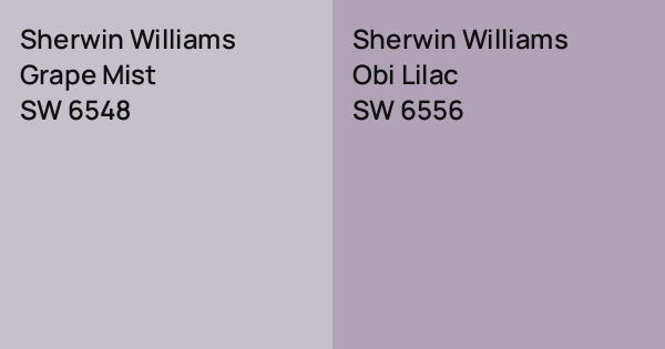 Sherwin Williams Grape Mist vs. Sherwin Williams Obi Lilac comparison