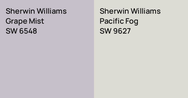 Sherwin Williams Grape Mist vs. Sherwin Williams Pacific Fog comparison