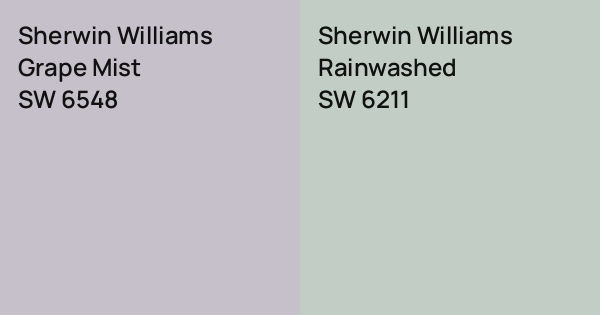Sherwin Williams Grape Mist vs. Sherwin Williams Rainwashed comparison