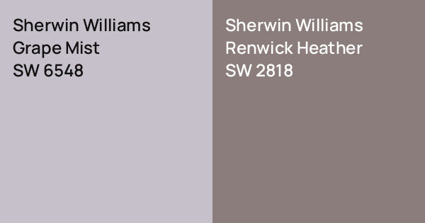 Sherwin Williams Grape Mist vs. Sherwin Williams Renwick Heather comparison