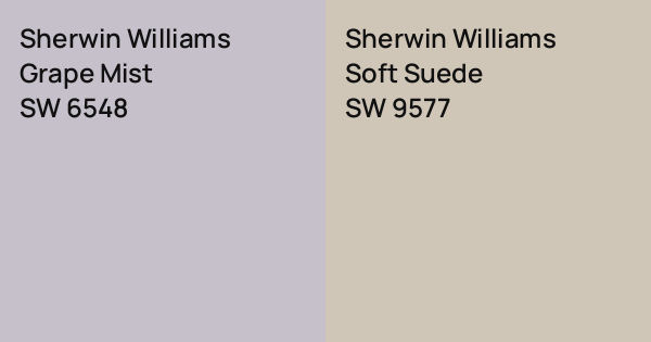 Sherwin Williams Grape Mist vs. Sherwin Williams Soft Suede comparison