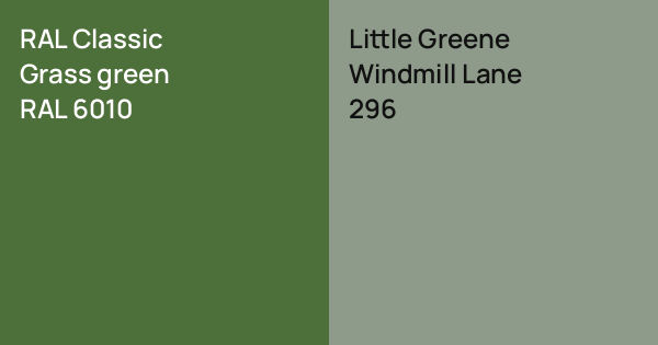 RAL Classic Grass green vs. Little Greene Windmill Lane comparison