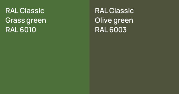 RAL Classic Grass green vs. RAL Classic Olive green comparison