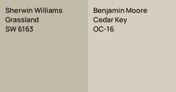 Sherwin Williams Grassland vs. Benjamin Moore Cedar Key comparison