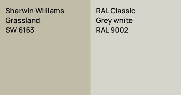 Sherwin Williams Grassland vs. RAL Classic Grey white comparison