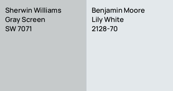 Sherwin Williams Gray Screen vs. Benjamin Moore Lily White comparison