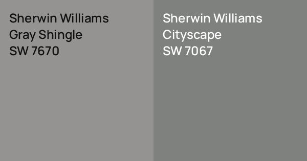 Sherwin Williams Gray Shingle vs. Sherwin Williams Cityscape comparison