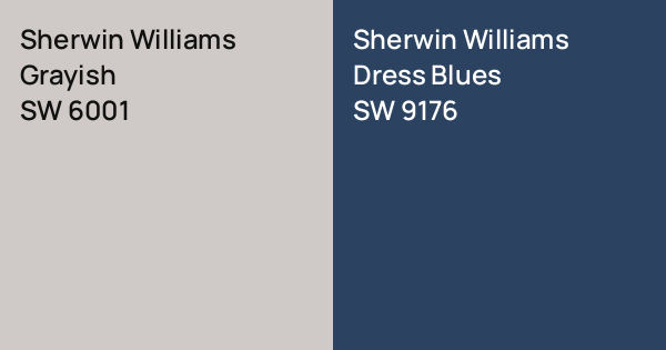 Sherwin Williams Grayish vs. Sherwin Williams Dress Blues comparison