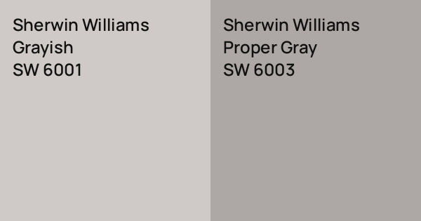 Sherwin Williams Grayish vs. Sherwin Williams Proper Gray comparison