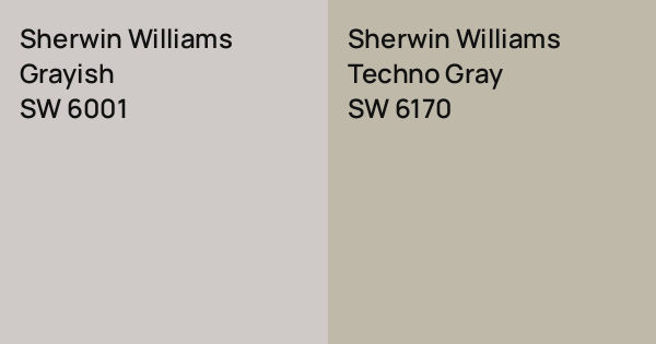 Sherwin Williams Grayish vs. Sherwin Williams Techno Gray comparison