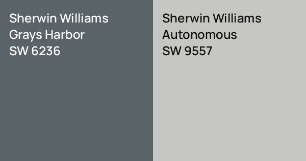 Sherwin Williams Grays Harbor vs. Sherwin Williams Autonomous comparison