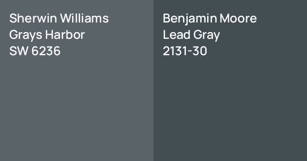 Sherwin Williams Grays Harbor vs. Benjamin Moore Lead Gray comparison