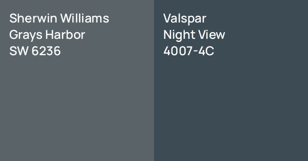 Sherwin Williams Grays Harbor vs. Valspar Night View comparison