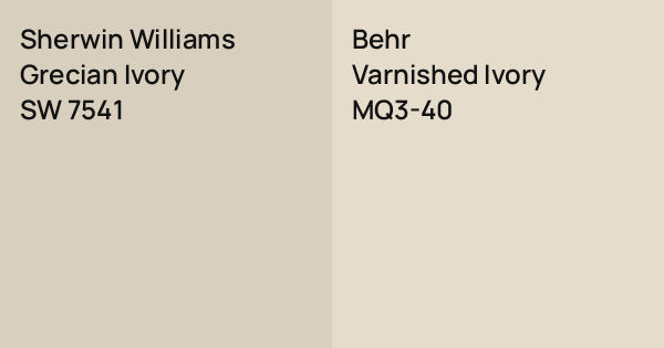 Sherwin Williams Grecian Ivory vs. Behr Varnished Ivory comparison