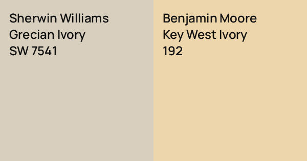 Sherwin Williams Grecian Ivory vs. Benjamin Moore Key West Ivory comparison
