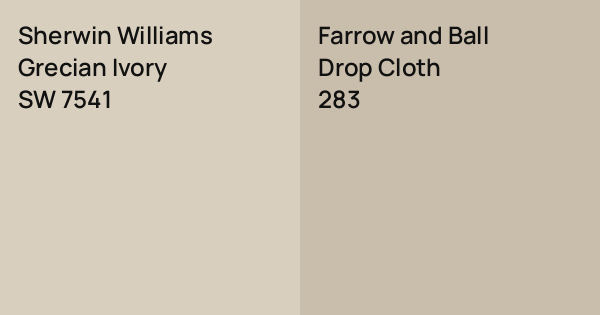 Sherwin Williams Grecian Ivory vs. Farrow and Ball Drop Cloth comparison