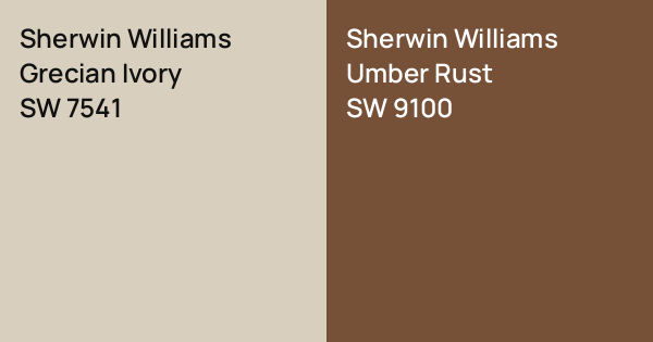 Sherwin Williams Grecian Ivory vs. Sherwin Williams Umber Rust comparison